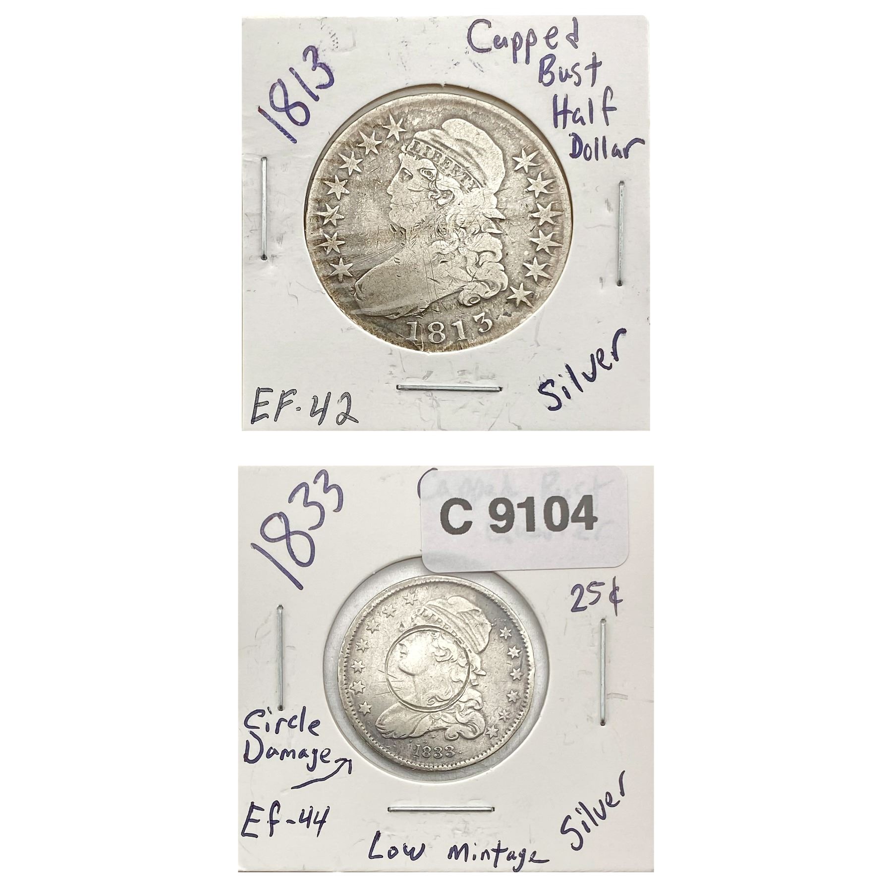 [2] 1813, 1833 Capped Bust Coinage Lot