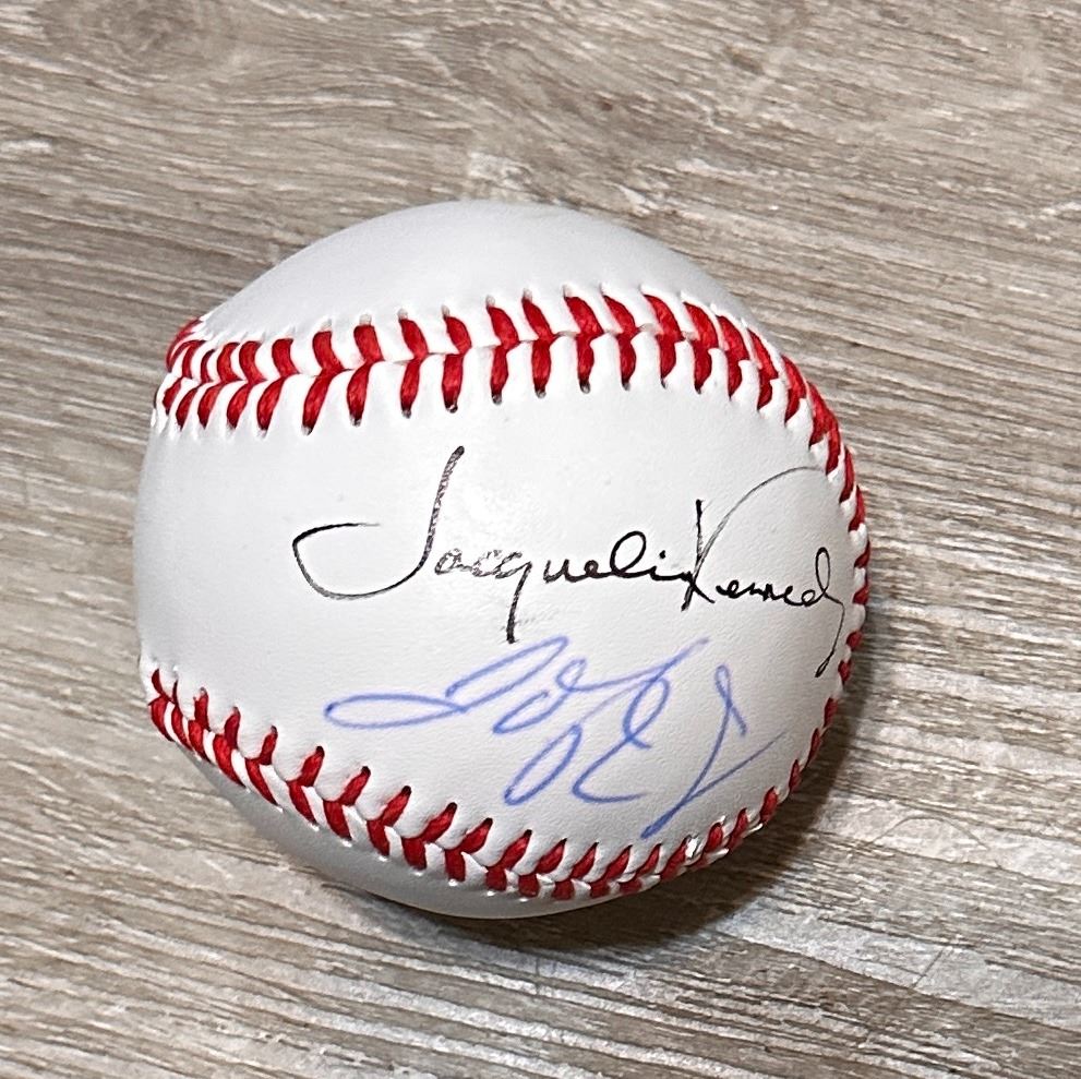 Jackie Kennedy John F Kennedy Jr Autographed Baseball