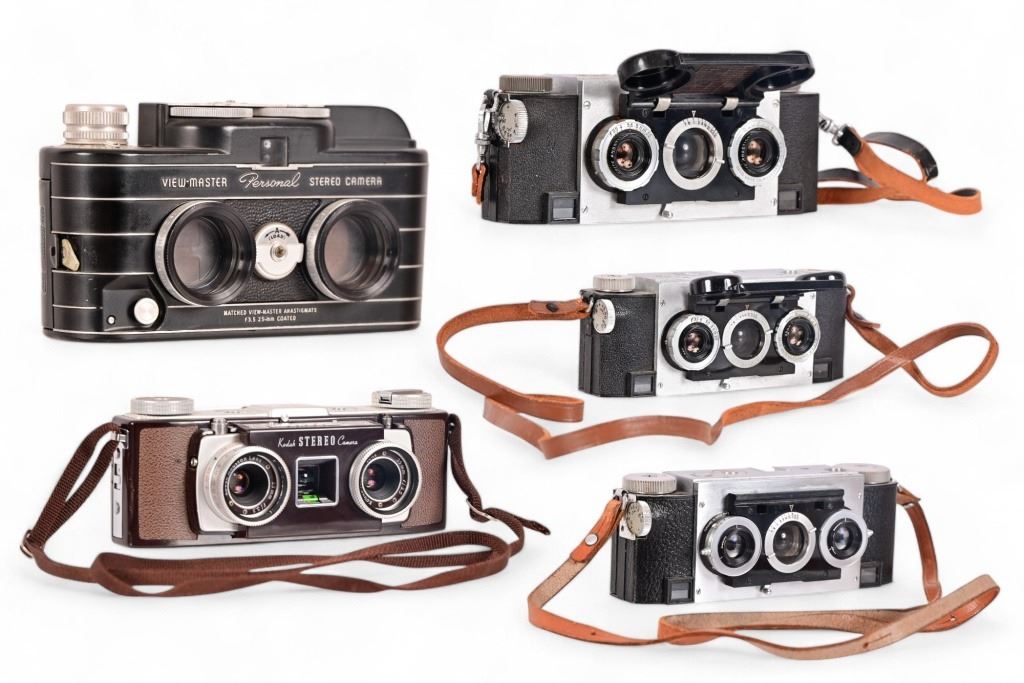 (5) Stereo Realist, Kodak Stereo Art-Deco Cameras