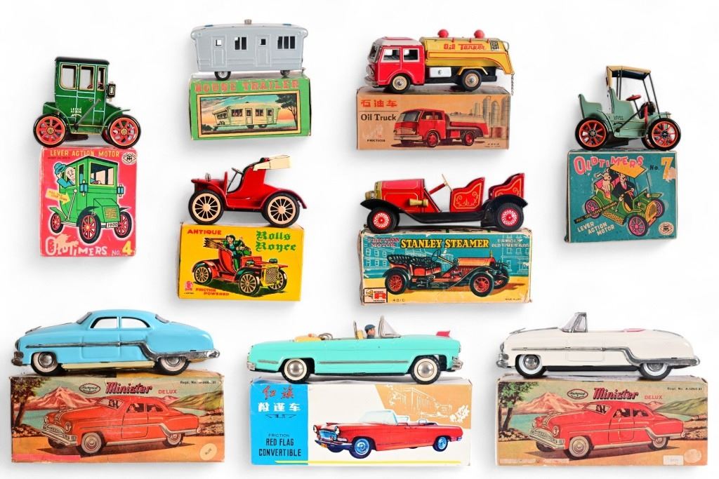 Collection of Japan Vintage Tin Friction Toy cars