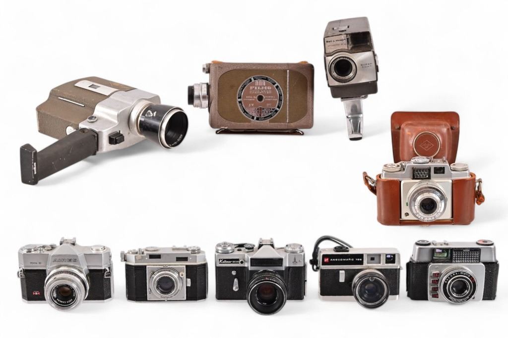 Collection of Vintage 35mm & 8mm Movie Cameras