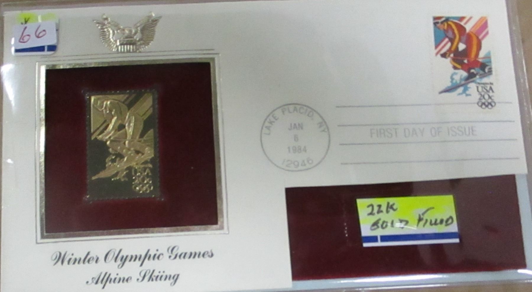 WINTER OLYMPIC GAMES 22 KARAT GOLD SHIELD STAMP