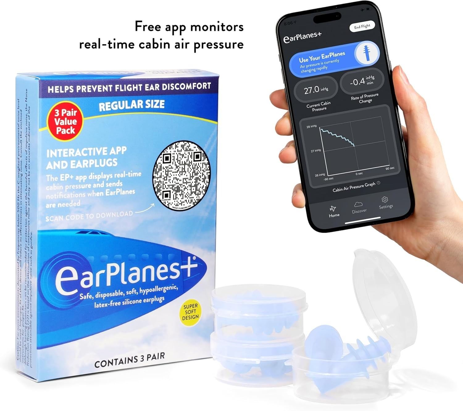 Earplanes Earplugs 3 Pair
