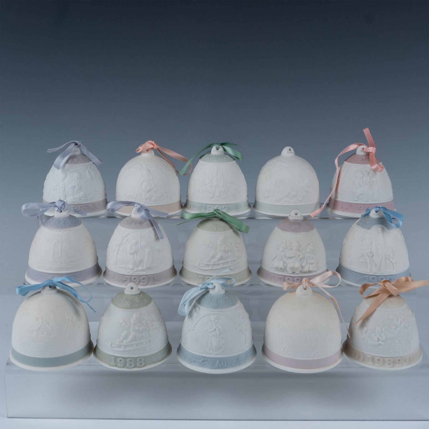15pc Lladro Porcelain Christmas Bell Ornaments
