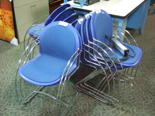 Chrome Framed Blue Slimline Stacking Chair