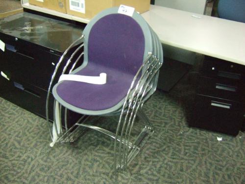 Chrome Framed Purple Slimline Stacking Chair