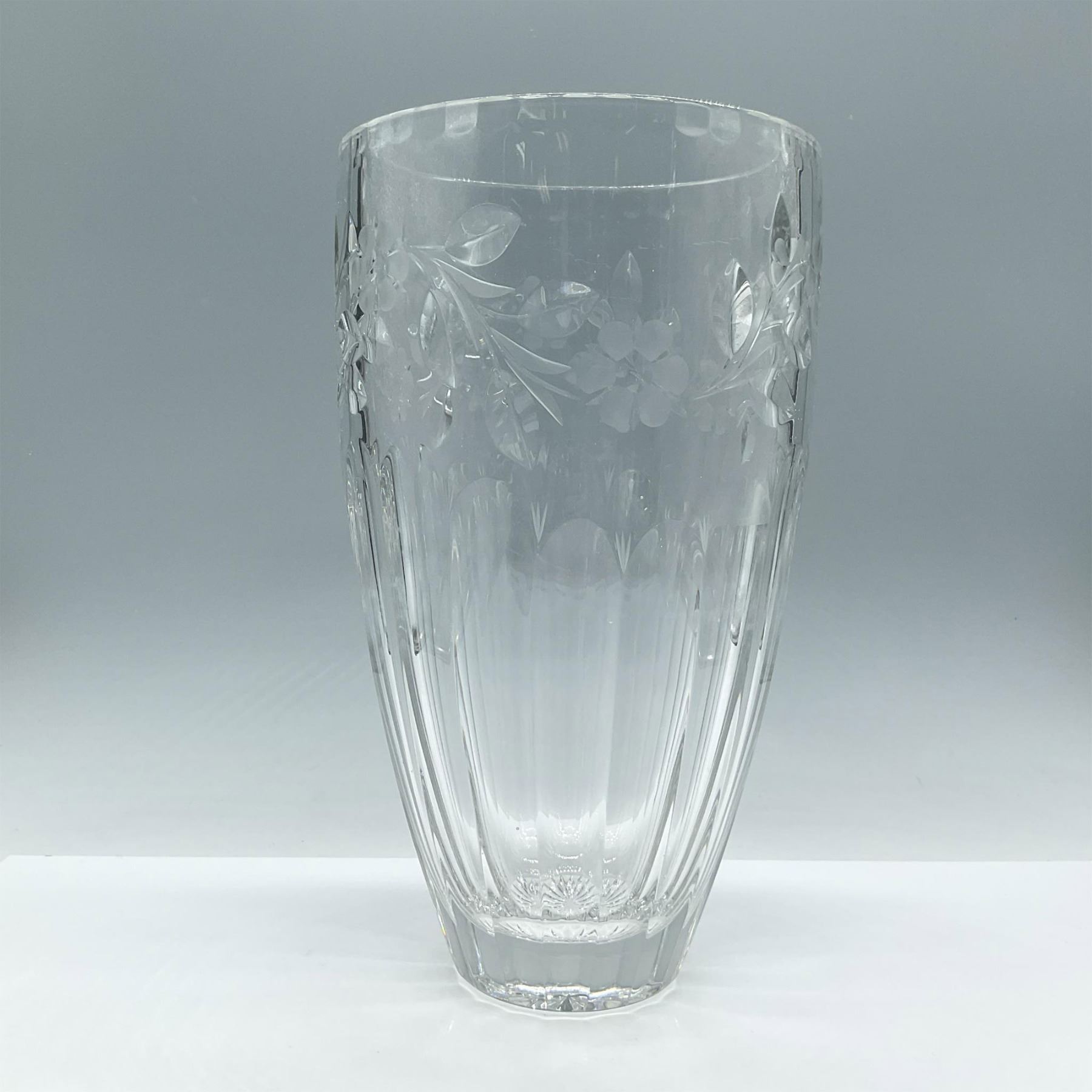 Original Rogaska Tall Crystal Flower Vase, Country Garden