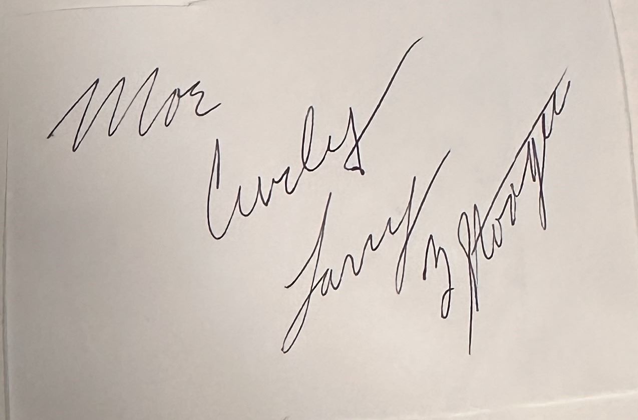 The 3 Stooges Autographed Page LARRY MOE CURLY