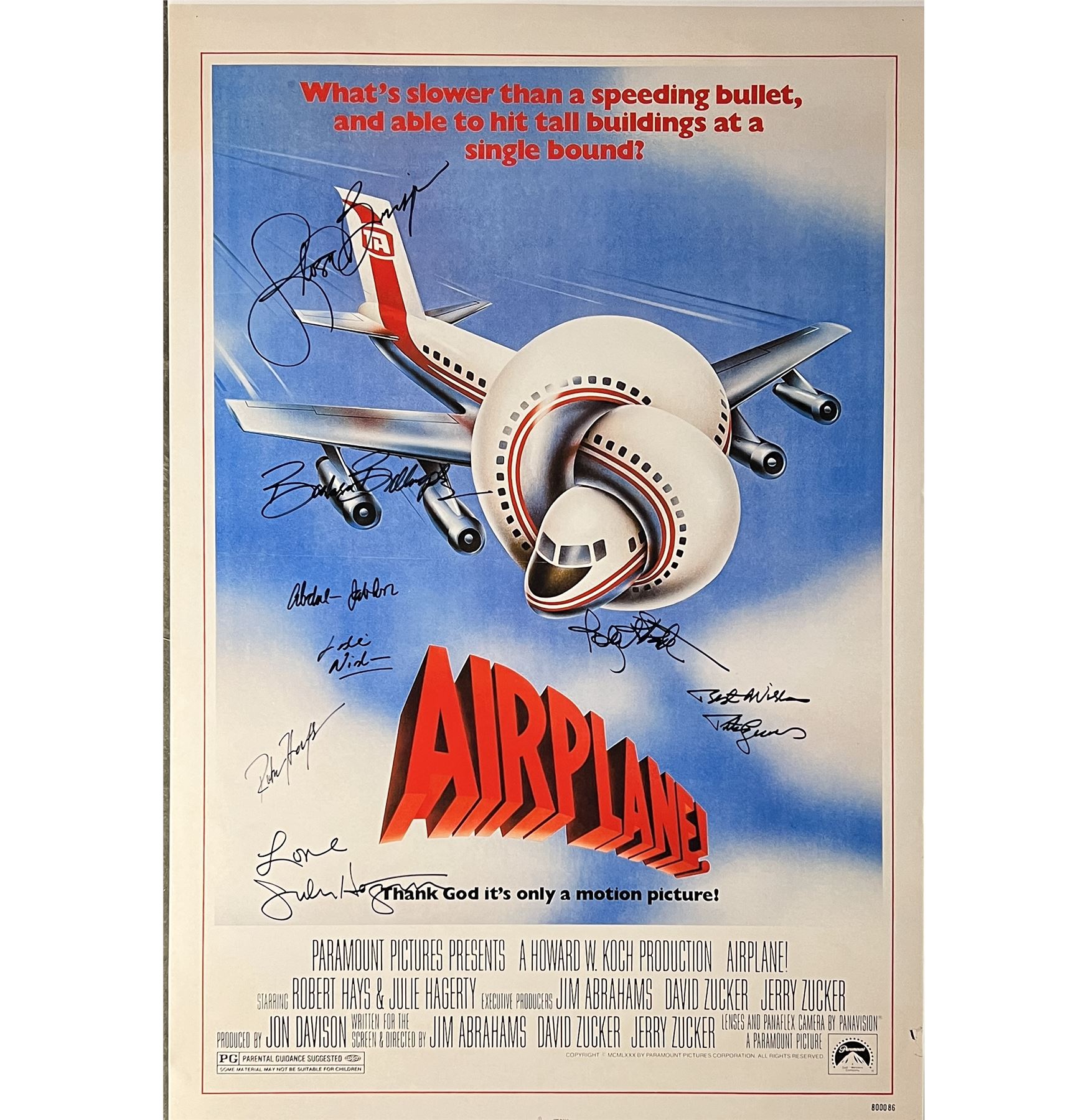 Airplane cast signed movie poster