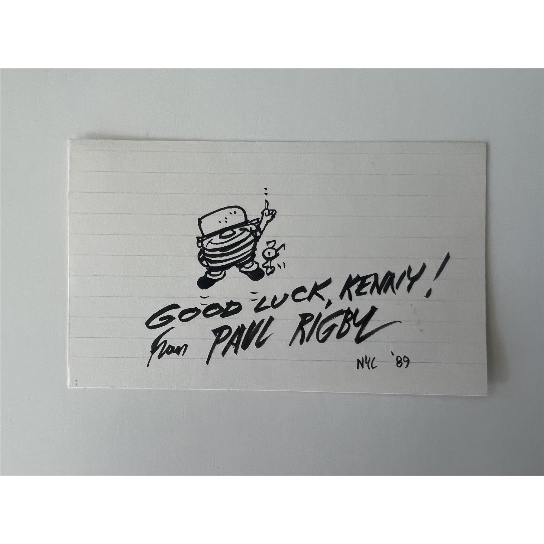 Cartoonist Paul Rigby signed hand drawn sketch