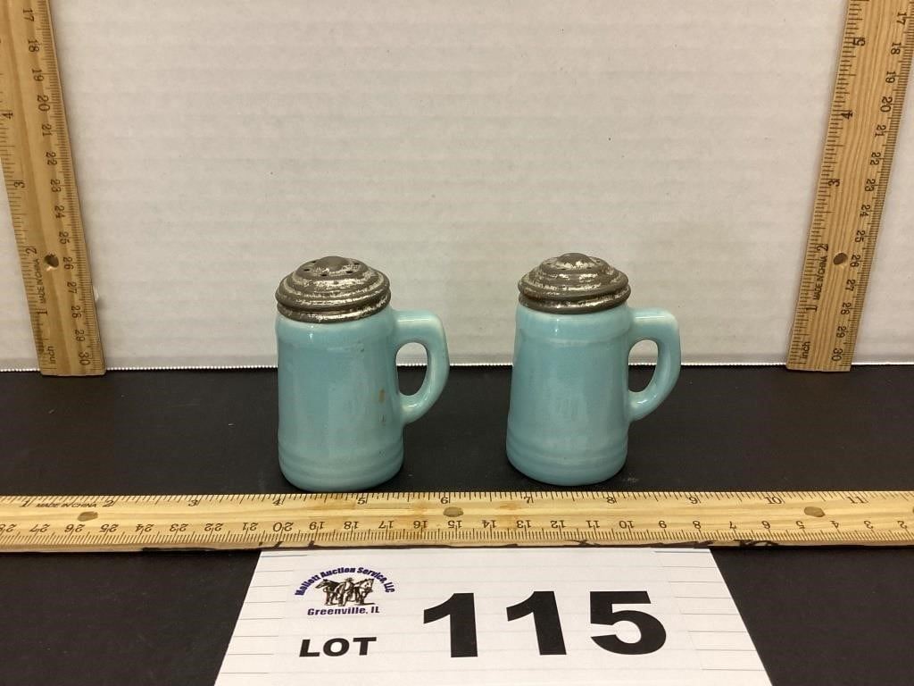 VINTAGE BLUE SALT AND PEPPER SHAKERS