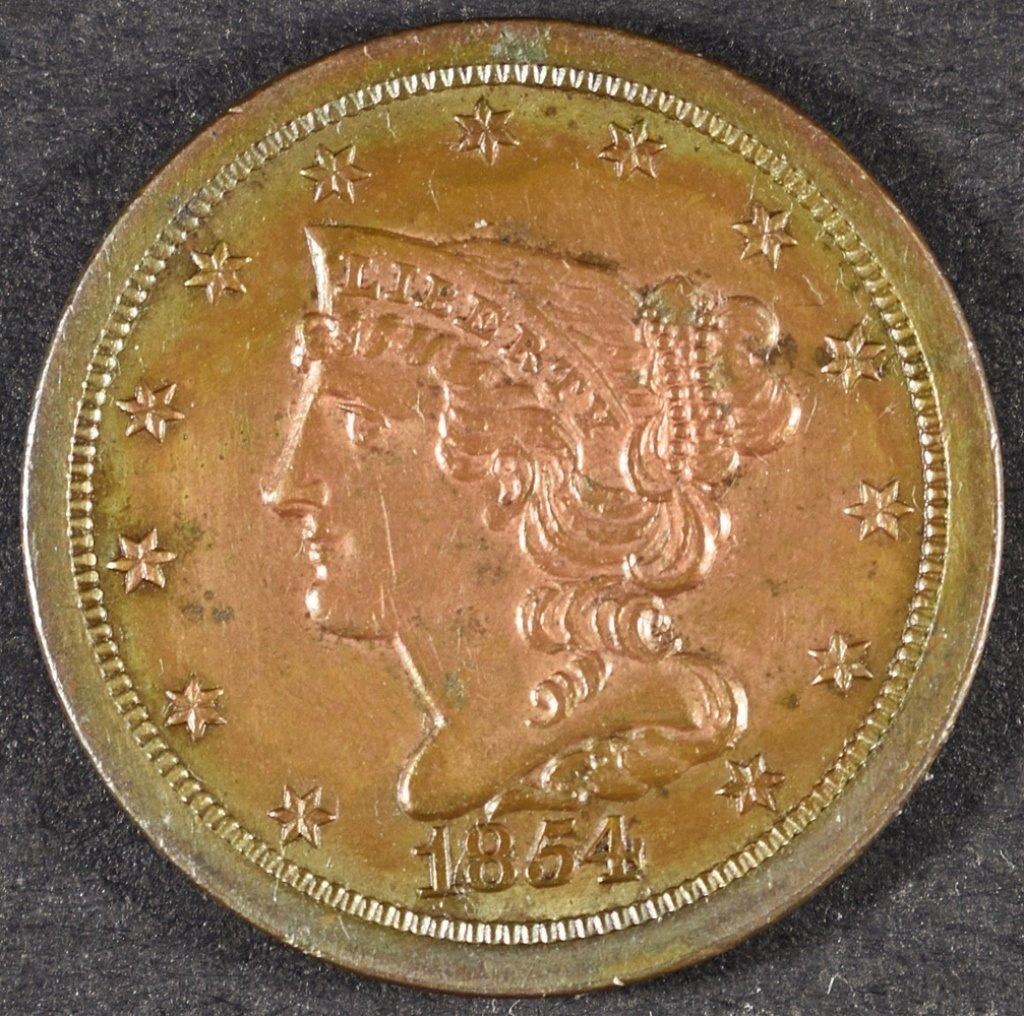 1854 HALF CENT CH BU