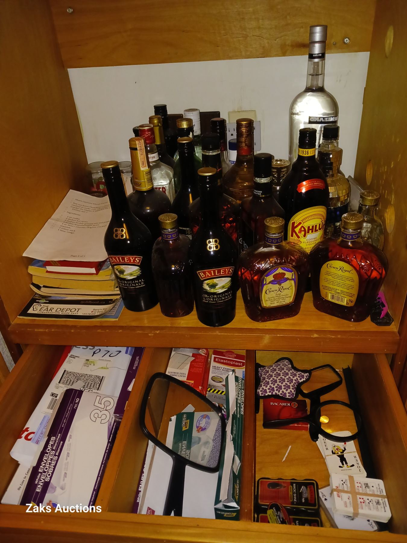 Contents of Lower Shelf And Drawer *Liquor Collectors Lot