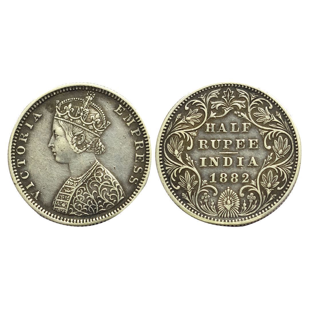 British India, Victoria Empress, Silver Â½ Rupee, 1882, Bombay Mint