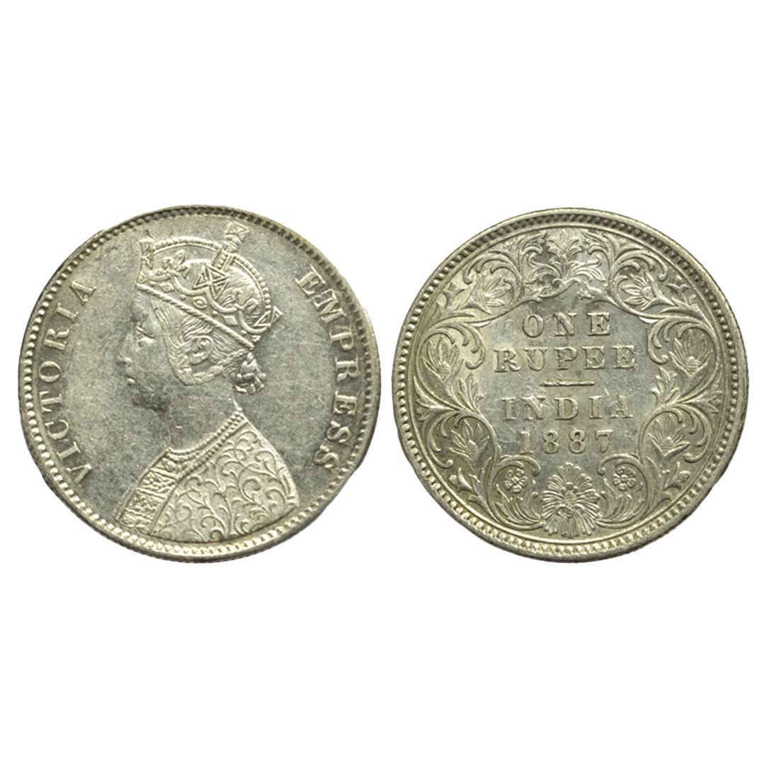 British India. Victoria Empress, Silver Rupee, 1887, Bombay MInt