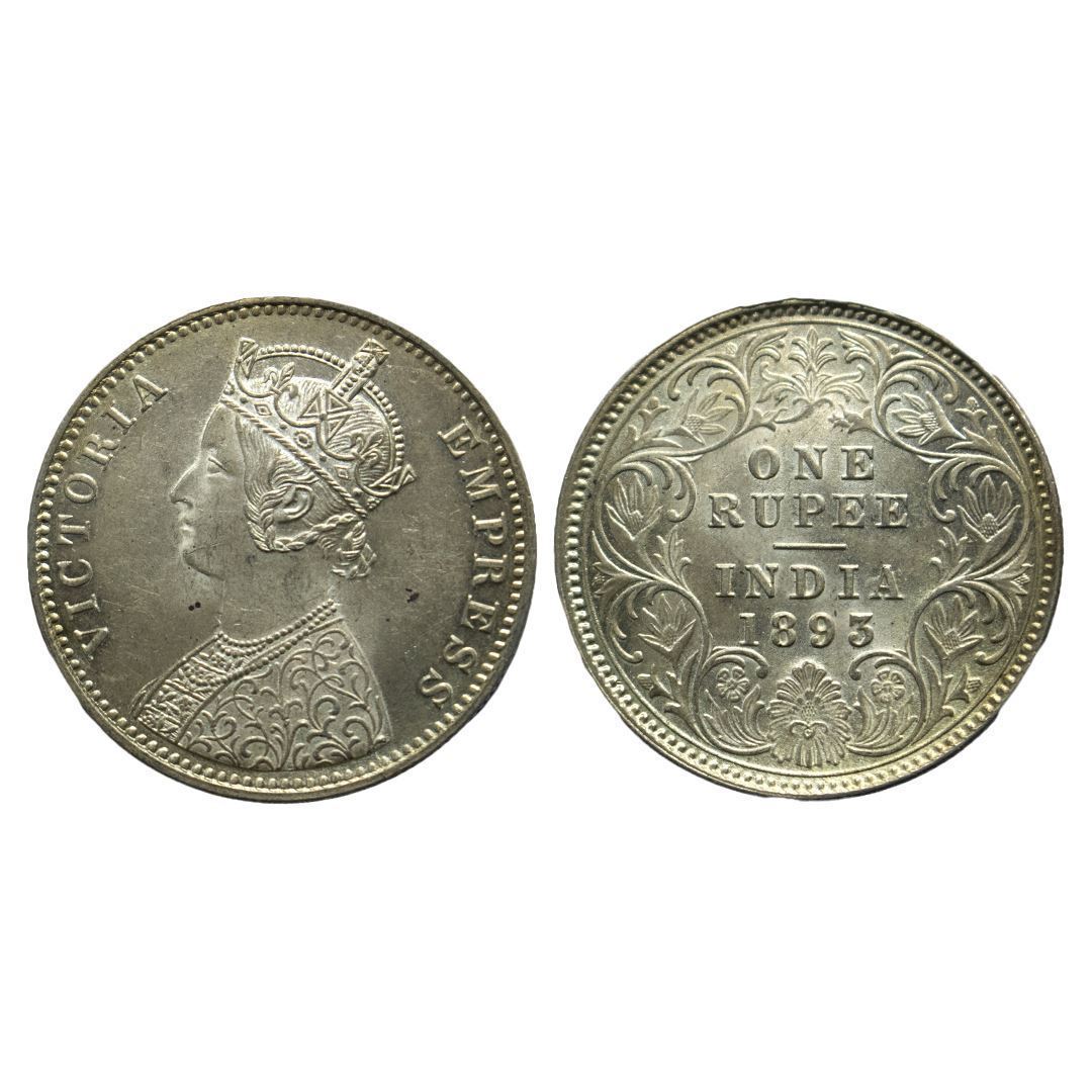 British India, Victoria Empress, silver rupee, 1893, Bombay mint