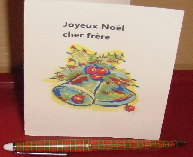 LangdonArt hand painted cards unique Christmas card - carte de Joyeux Noël