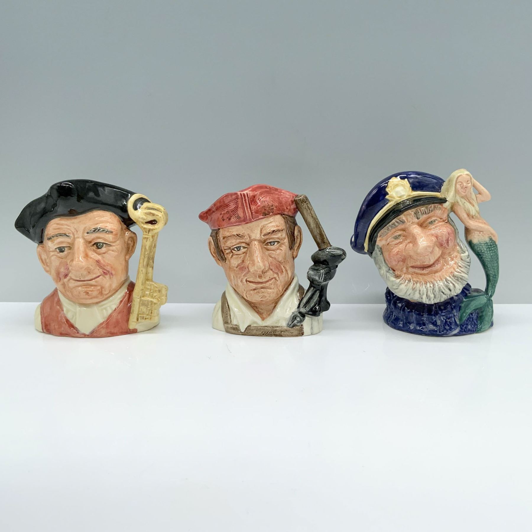3pc Royal Doulton Character Jugs, Old Salt, Blacksmith, Gaoler