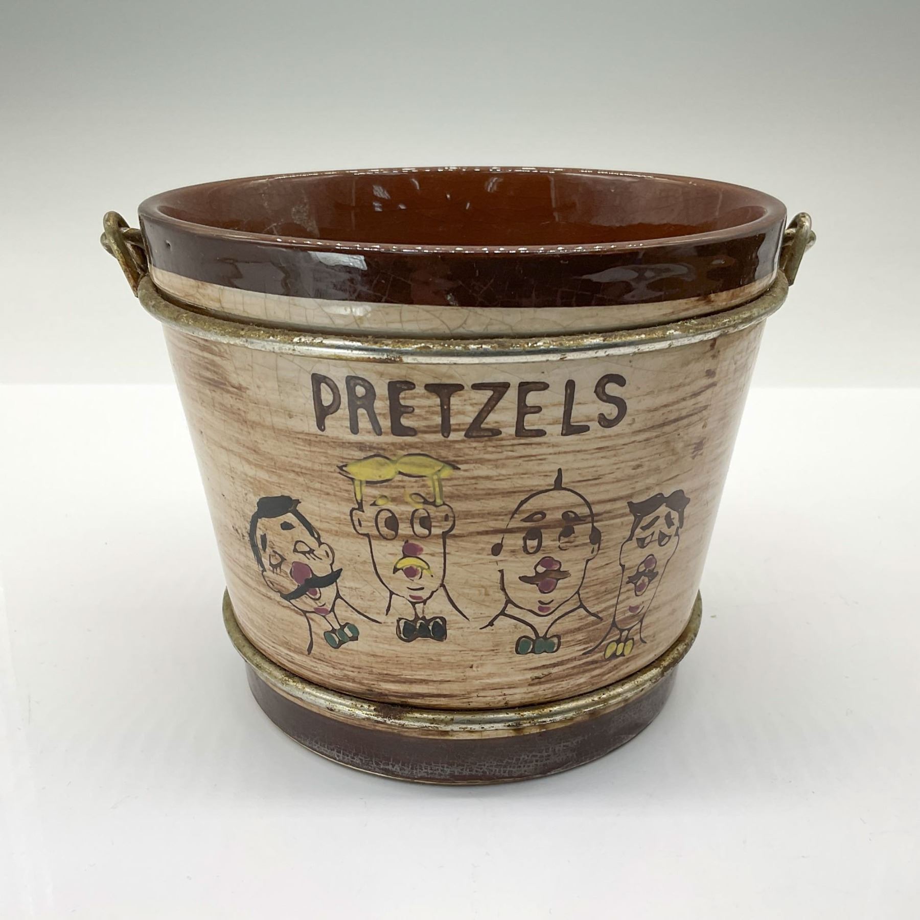 Vintage Ceramic Barbershop Quartet Pretzel Bucket