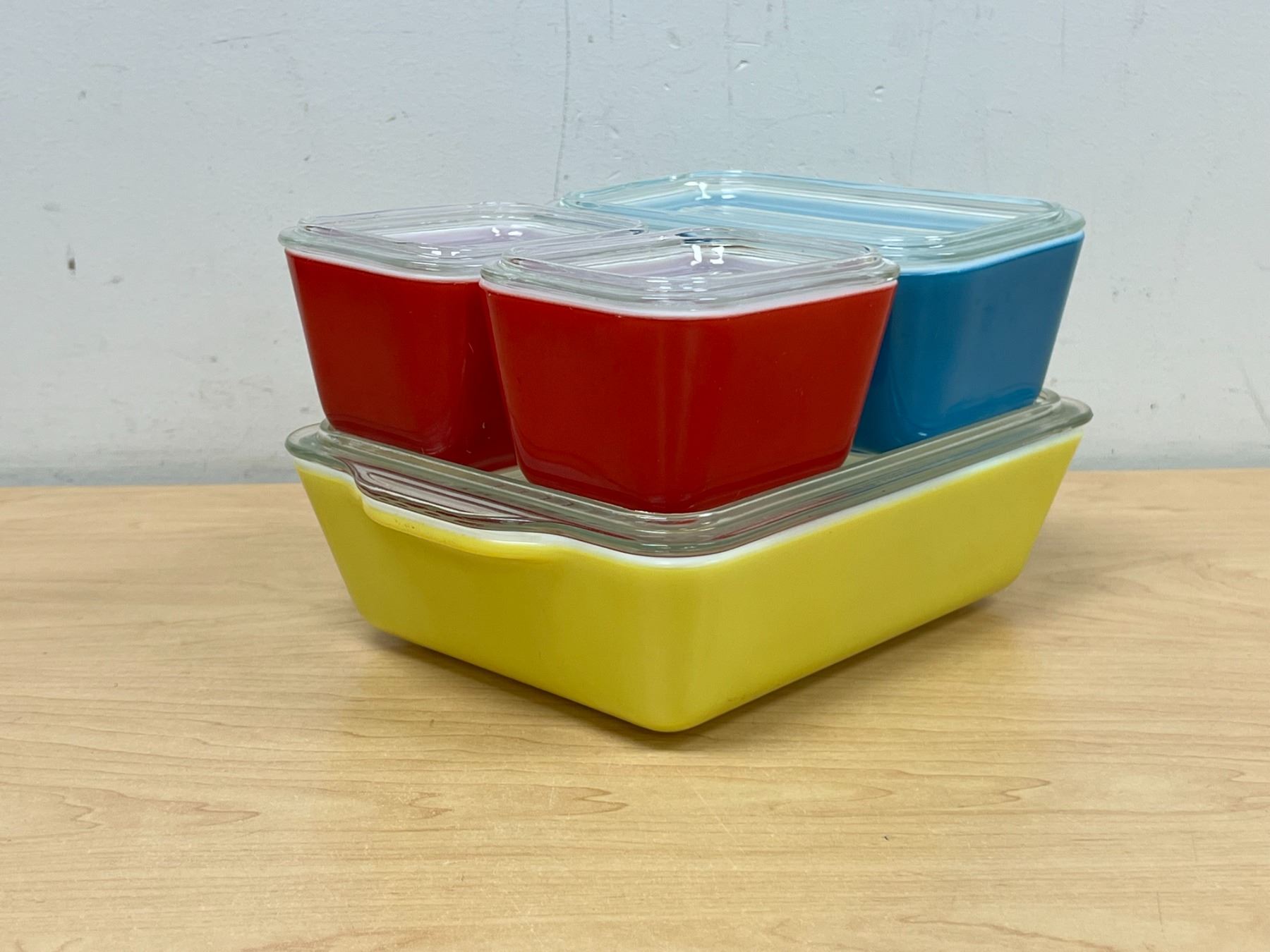 Vintage Pyrex Primary Colors Leftover Fridge Dishes with lids