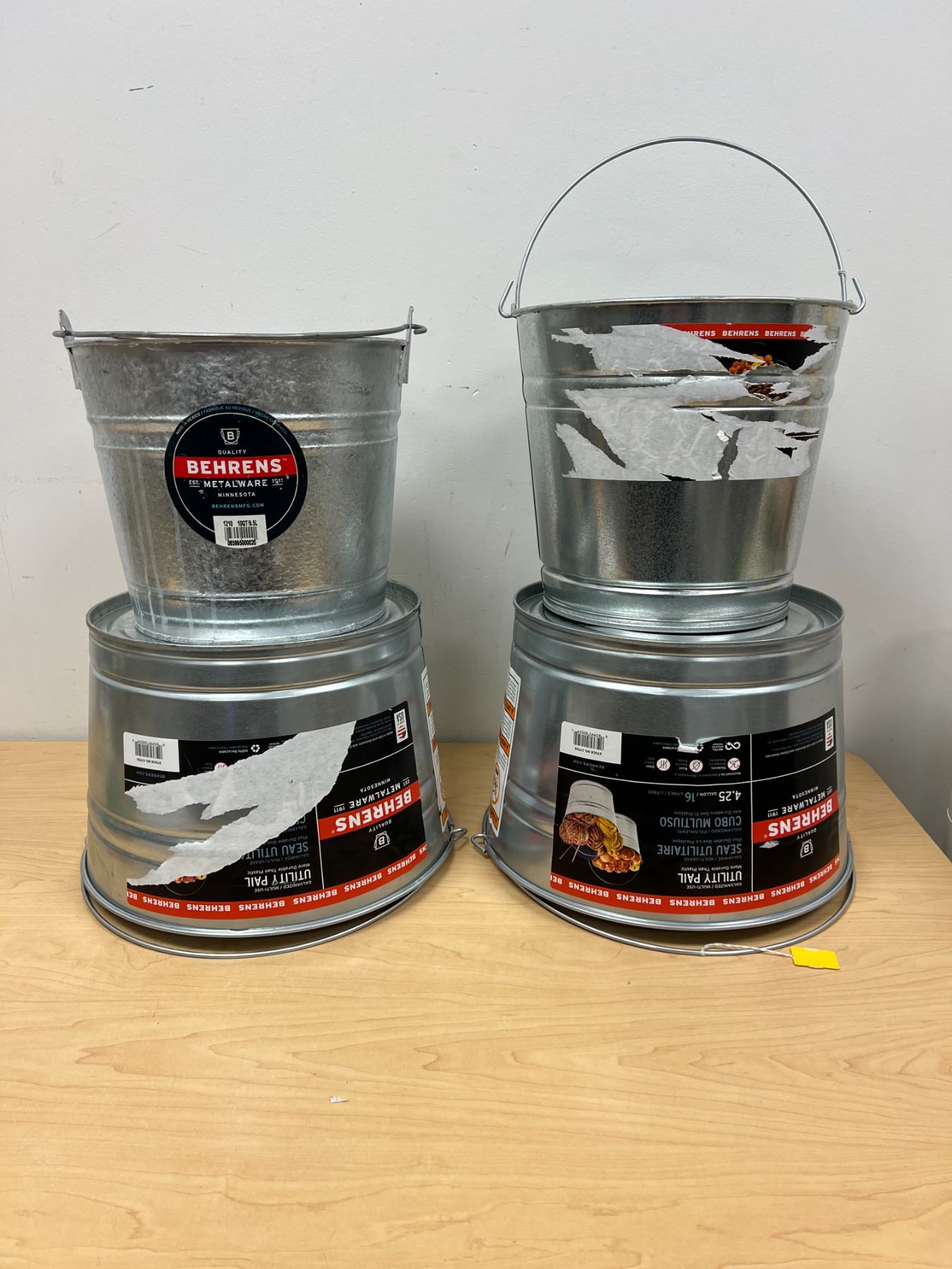 4 Metal Pails with Handles - Largest 16L - see all photos