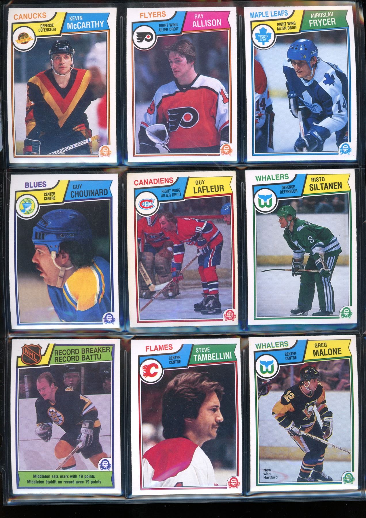 Lot Of 9 Vintage 1983-84 OPC Hockey Cards Various Players & Teams