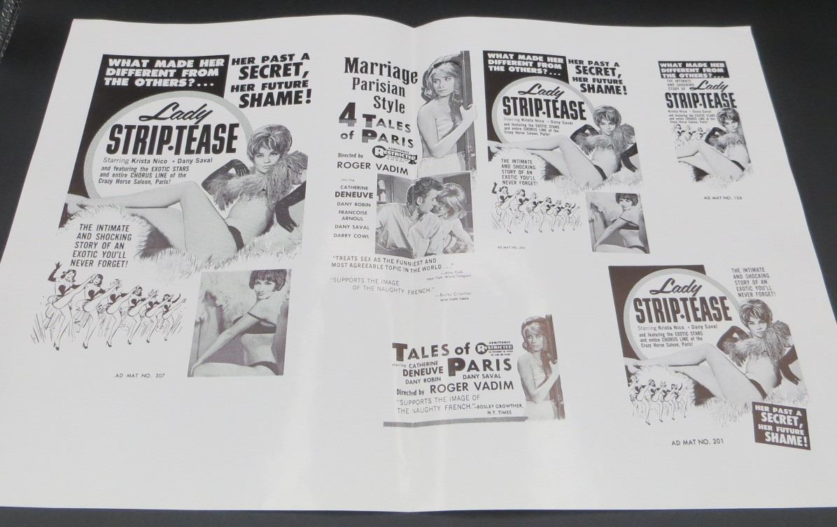 Rare Vintage 1963 Lady Strip Tease Ad Mat Sheet 18" x 12"