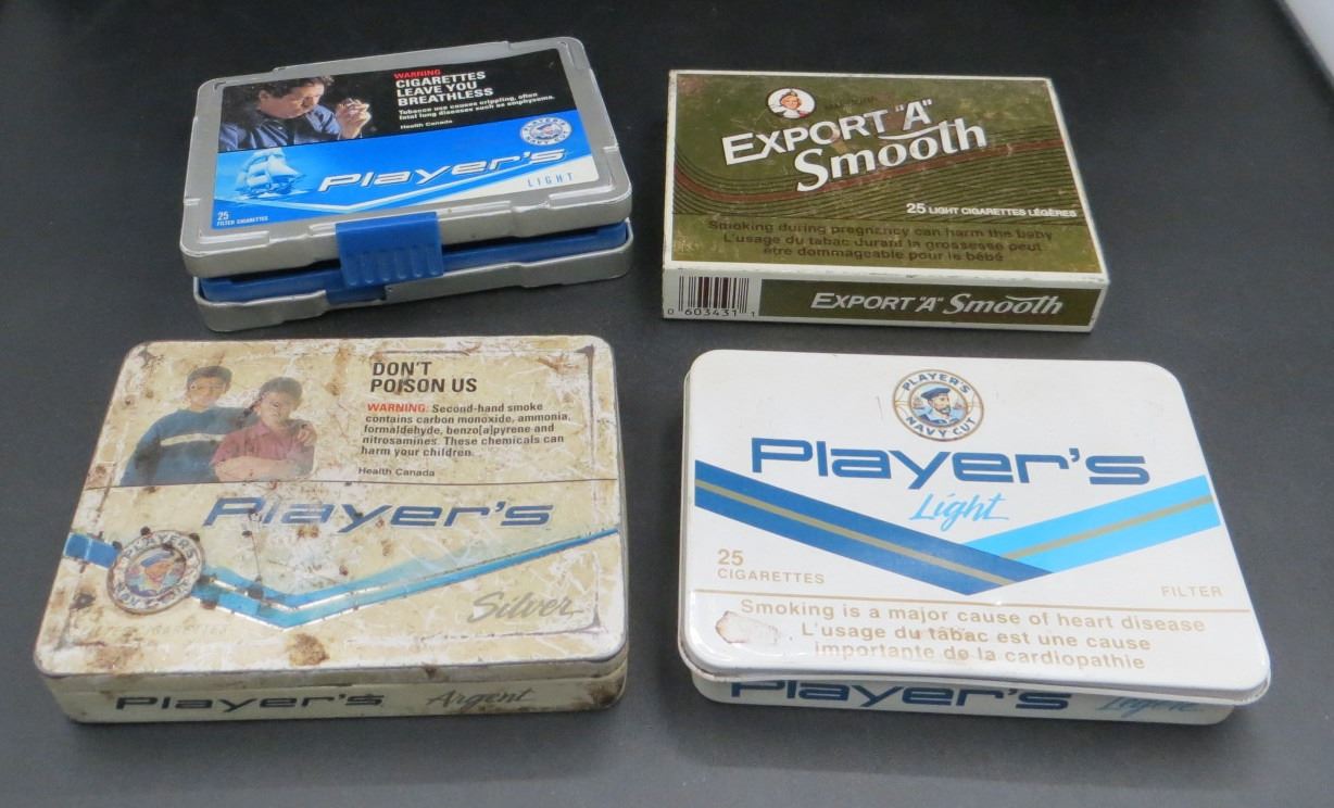 4 Player's Light & Export A Cigarette Tins