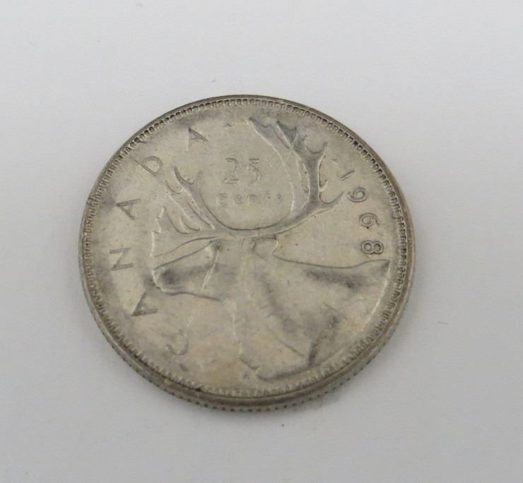 1968 Canadian Silver Quarter (non-magnetic)