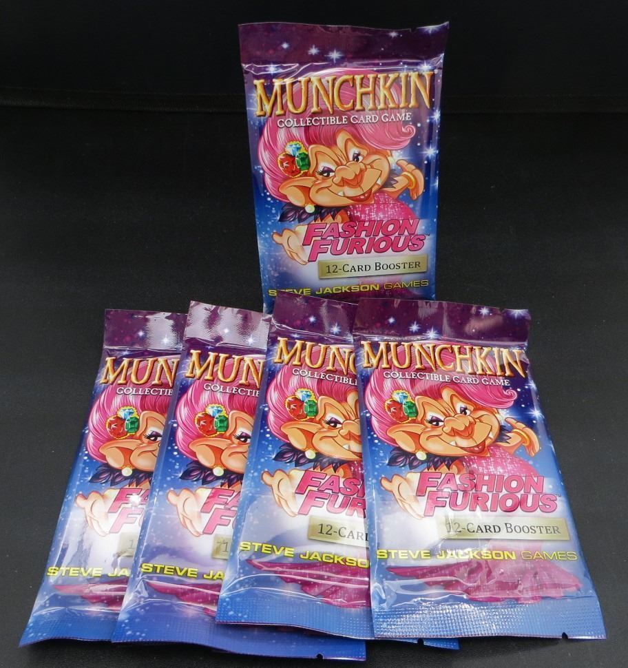 5 Sealed Packs Of Munchkin Fashion Furious 12 Cards per Booster Pack