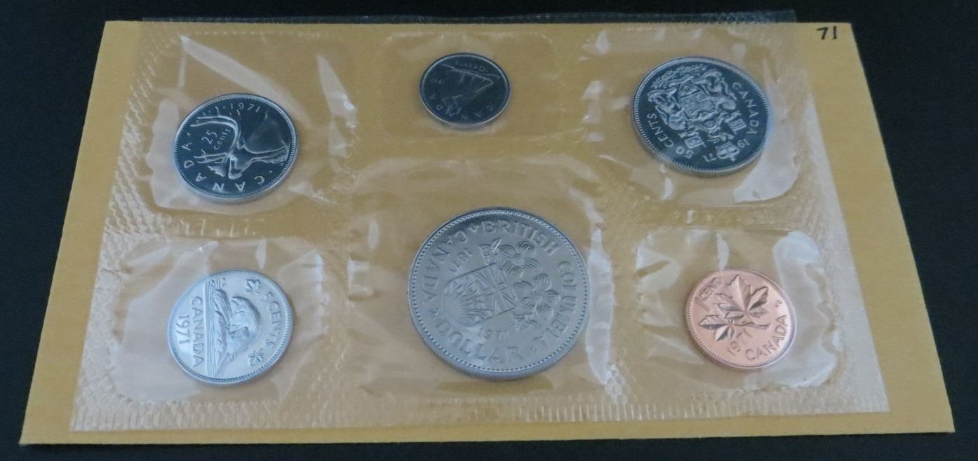 Royal Canadian Mint 1971 BC Dollar Uncirculated 6 Coin Collector Set