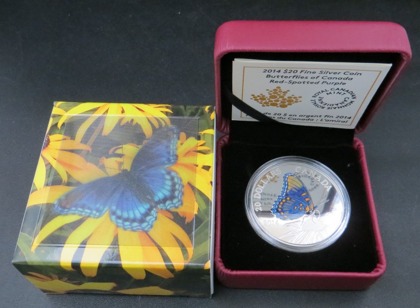 RCM 2014 $20 Butterflies of Canada Red-Spotted Purple 9999 Pure Silver Coin