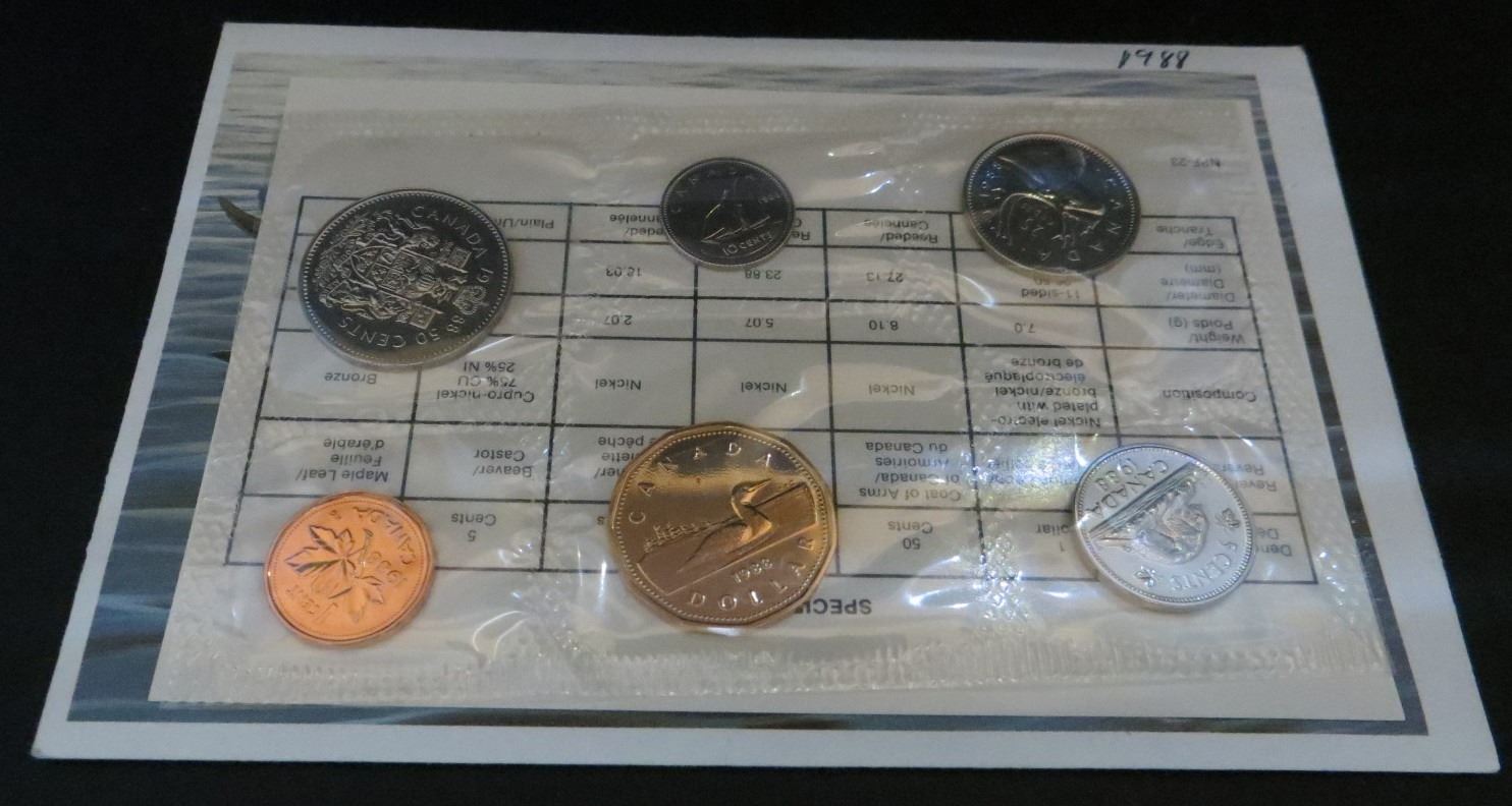 Royal Canadian Mint 1988 Uncirculated 6 Coin Collector Set