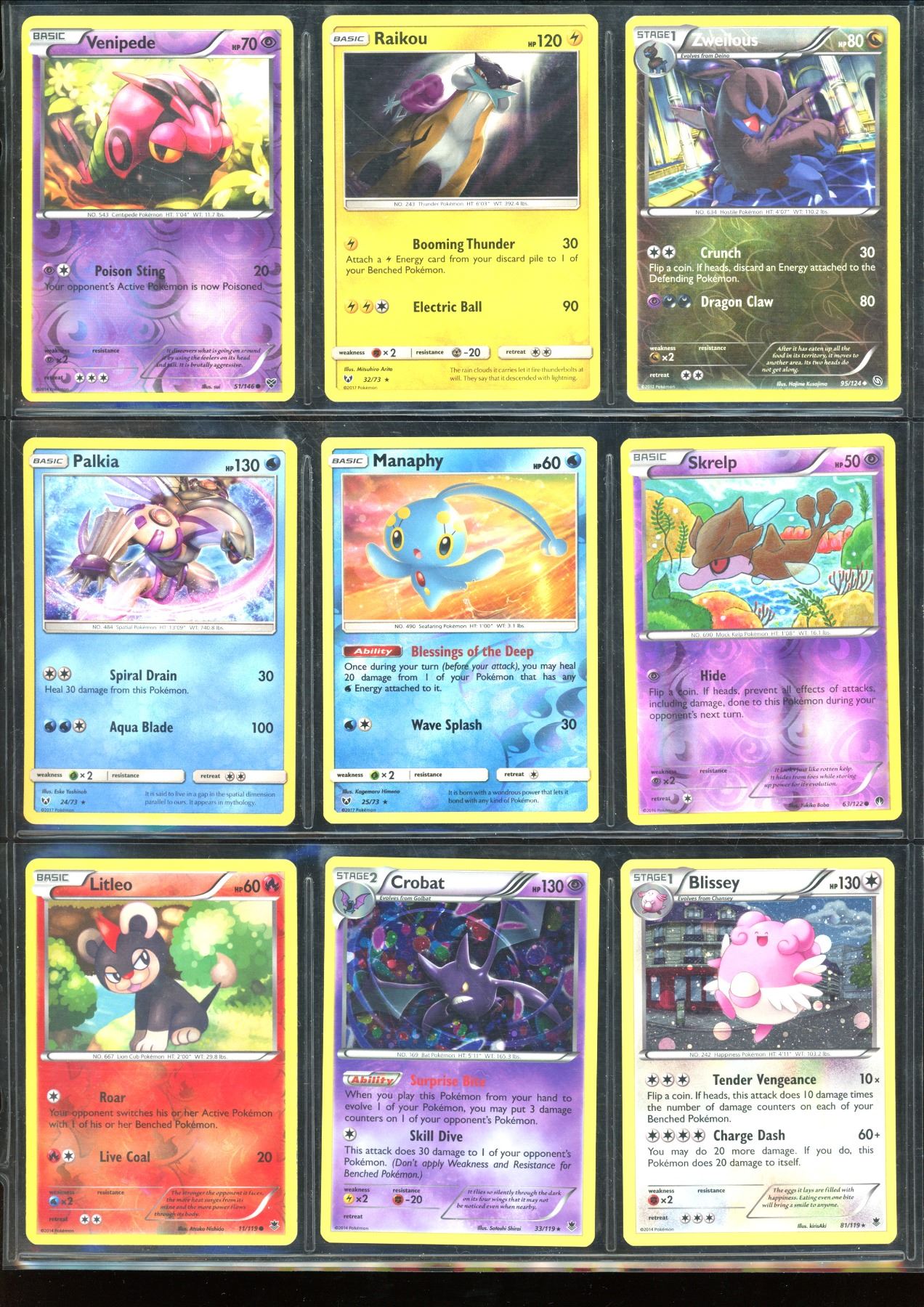 Lot Of 9 Various Foil Pokemon Cards