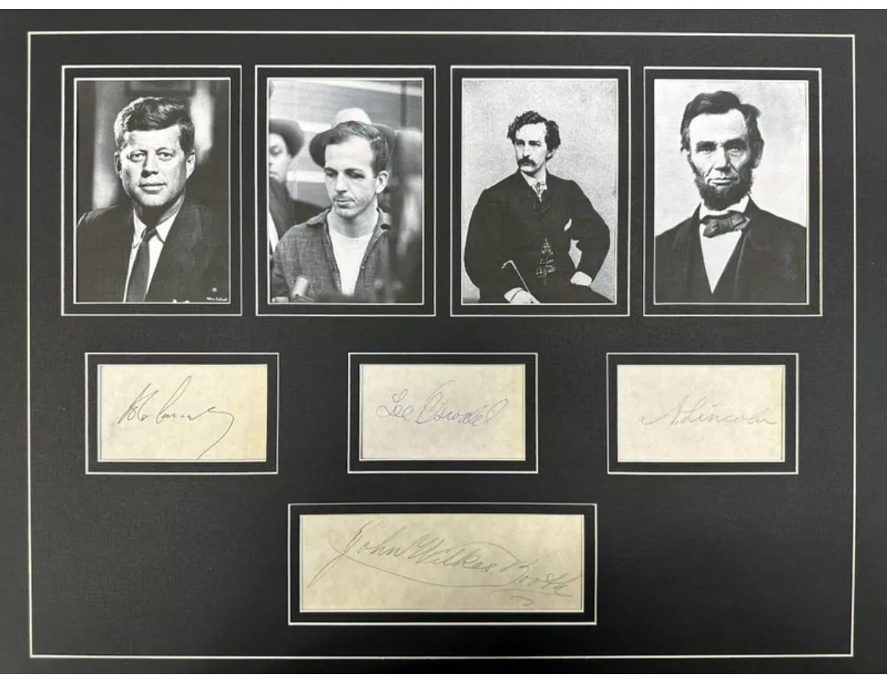 JFK Abraham Lincoln Booth Oswald Autographed Display