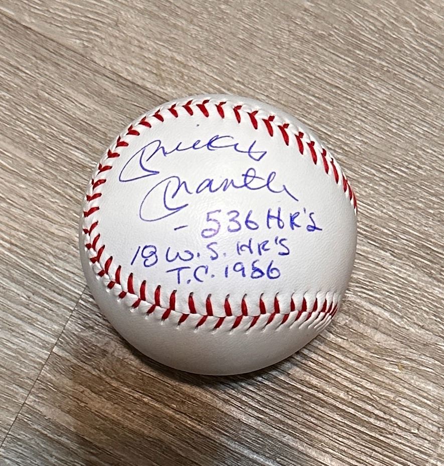 Mickey Mantle Autographed STAT Baseball