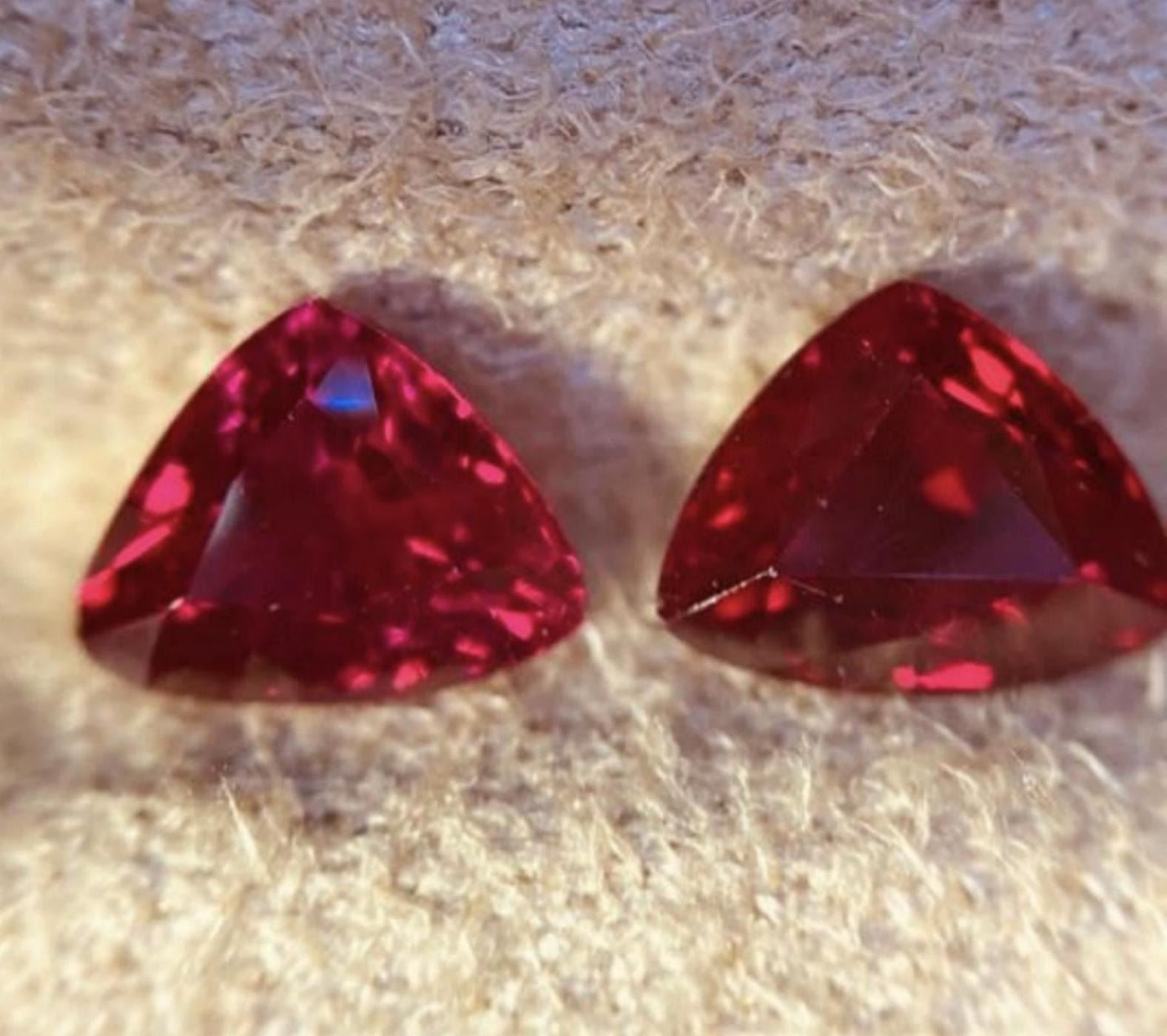 Natural Loupe Clean Vivid Red Untreated Ruby Pair - Certified