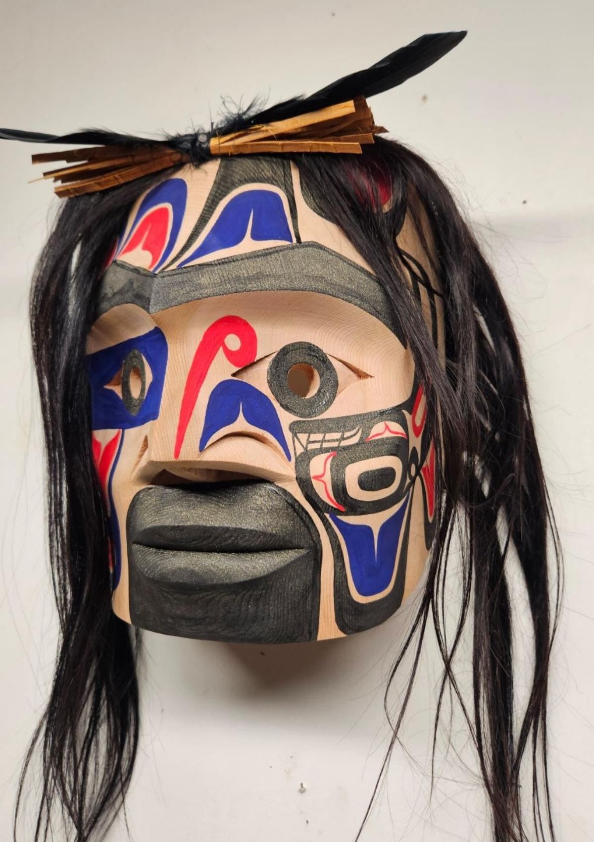 West Coast Native Warrior Mask With Killer Whale Spirit