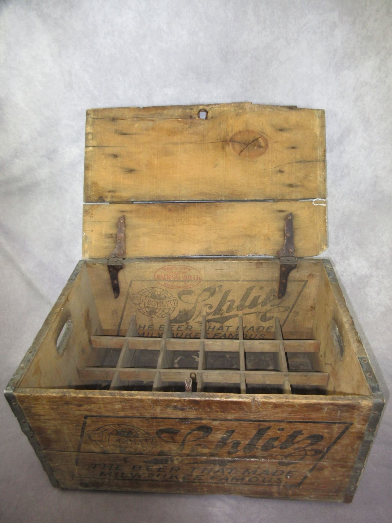 Old Schlitz Wooden Beer Case- 3 Bottles- 24" X 17" X 12"