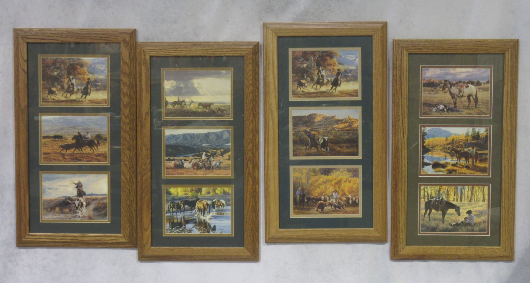 12 Individual Tim Cox Prints In 4 Frames- 22.5" X 13"