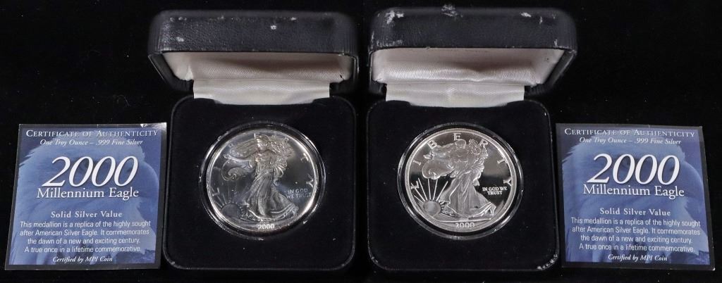 (2) 2000 Millenium Silver Eagles