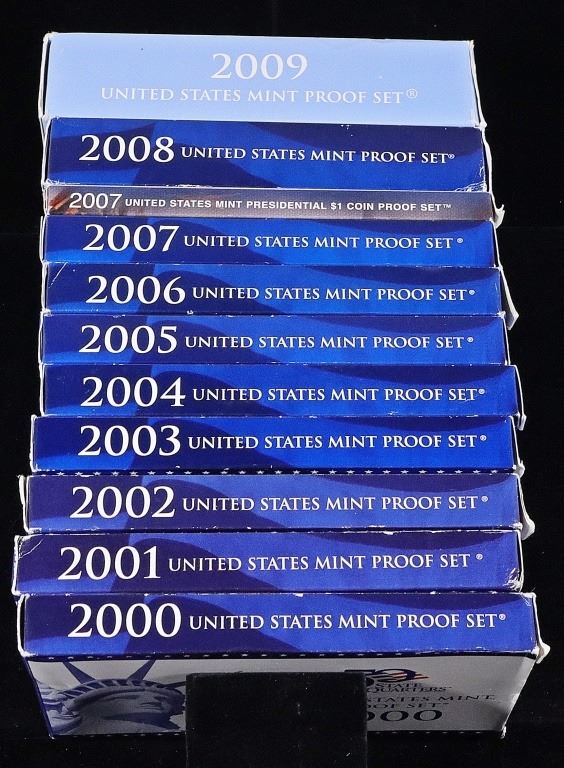 COMPLETE DECADE OF PROOF SETS FROM THE 2000'S