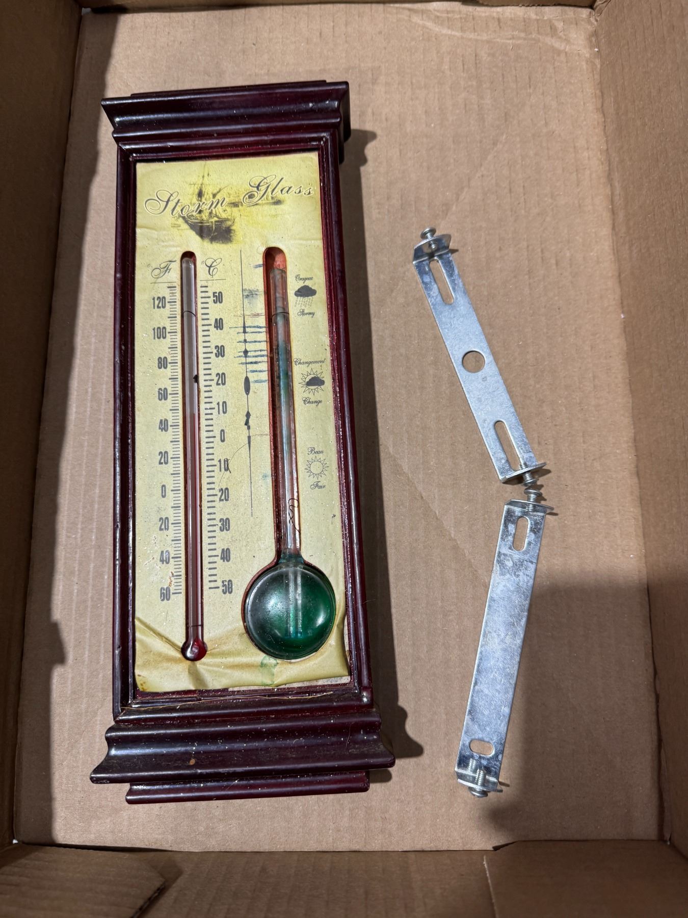 Storm glass thermometer