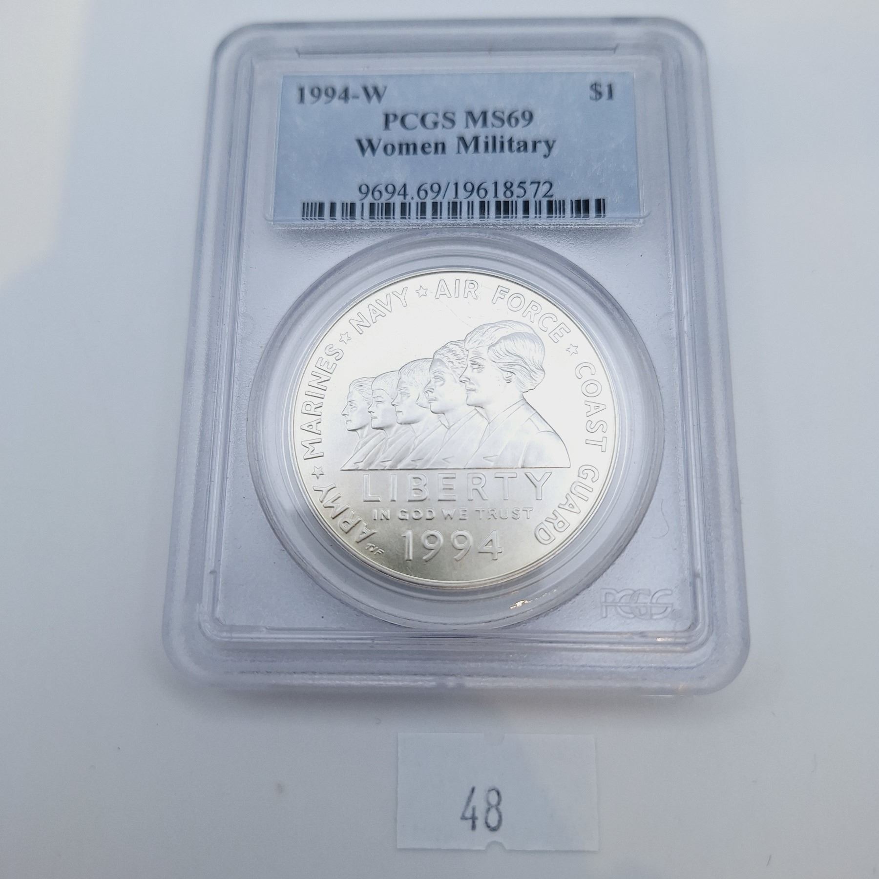 PCGS MS69 1994-W Women Military Silver Dollar 26.73g 90% Silver - Beck Auctions Inc.