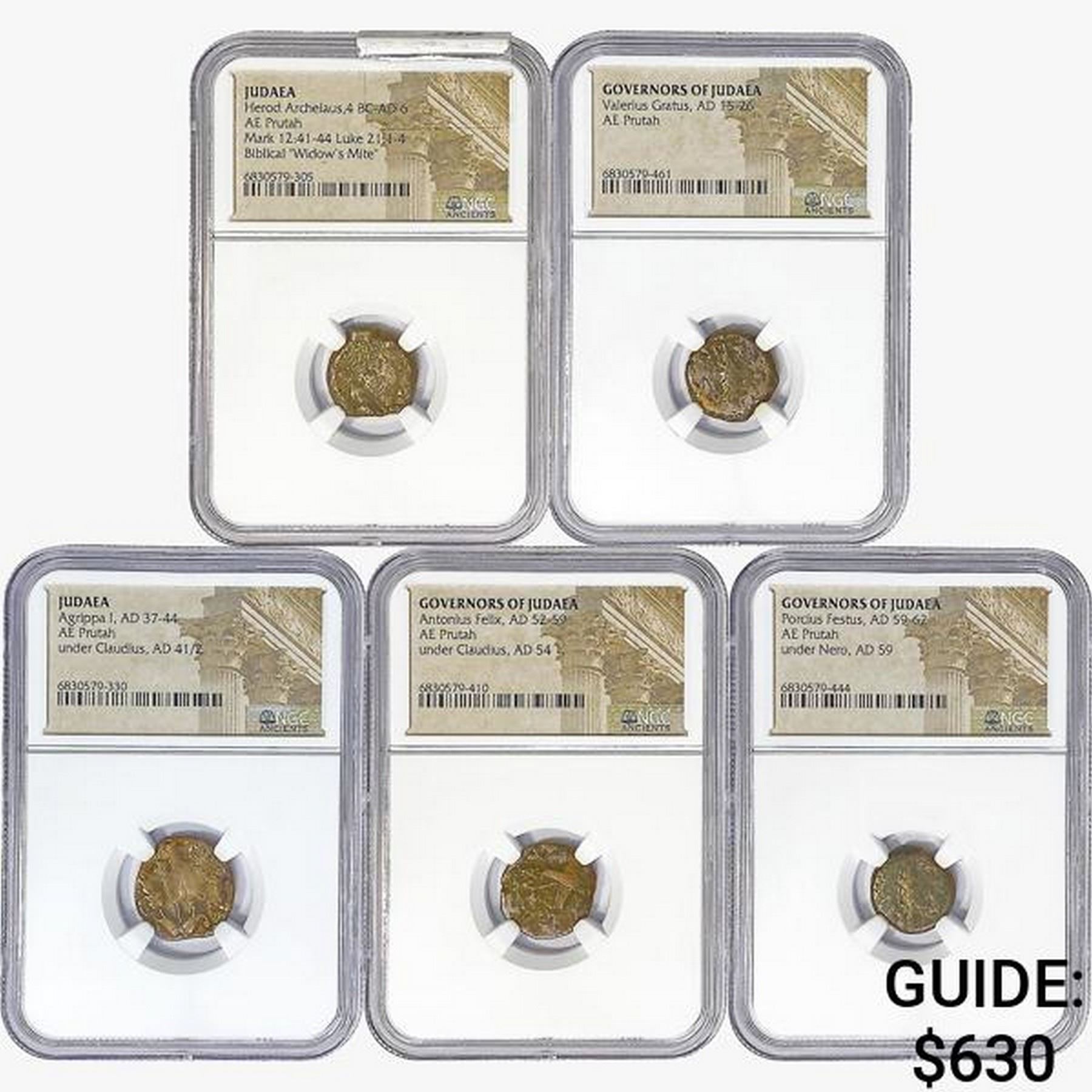[5] Set of Judaea Biblical "Widow's Mite" Bronze Prutah - Herod ...