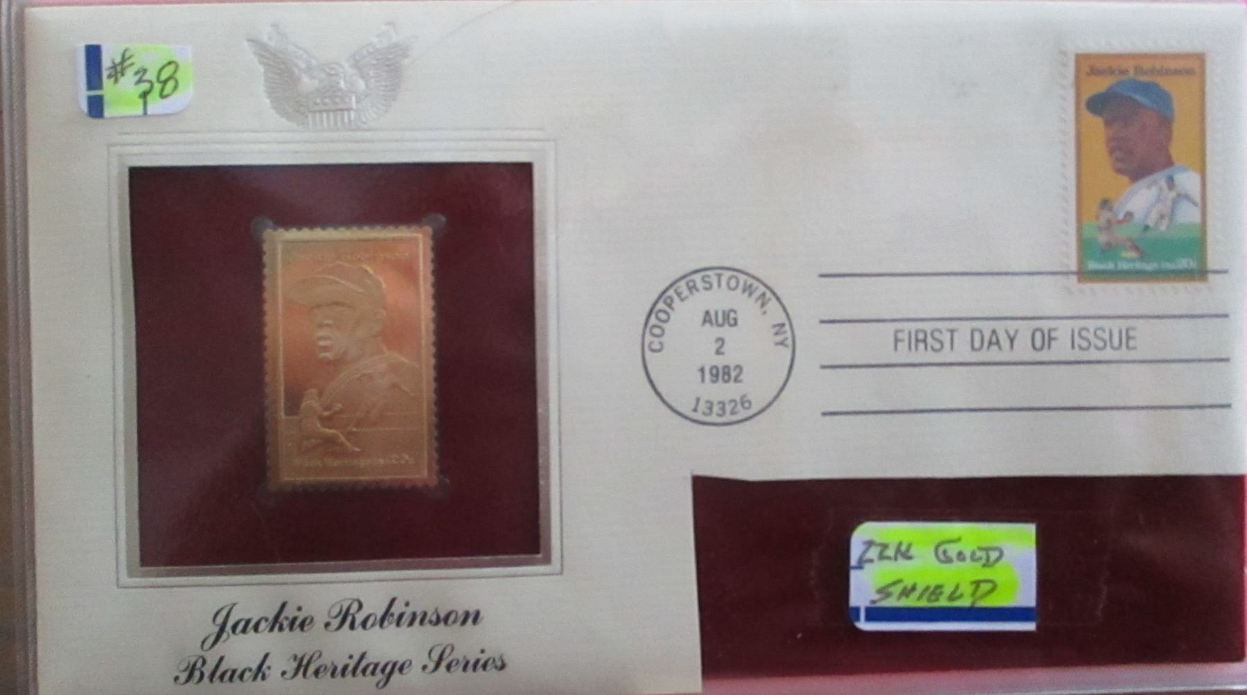 JACKIE ROBINSON (BLACK HERITAGE SERIES) 22 KT GOLD SHIELD