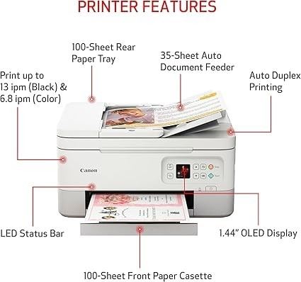 Canon Pixma Tr7020A All-In-One Wireless Color Inkjet Printer With Duplex Printing Mobile Printing An