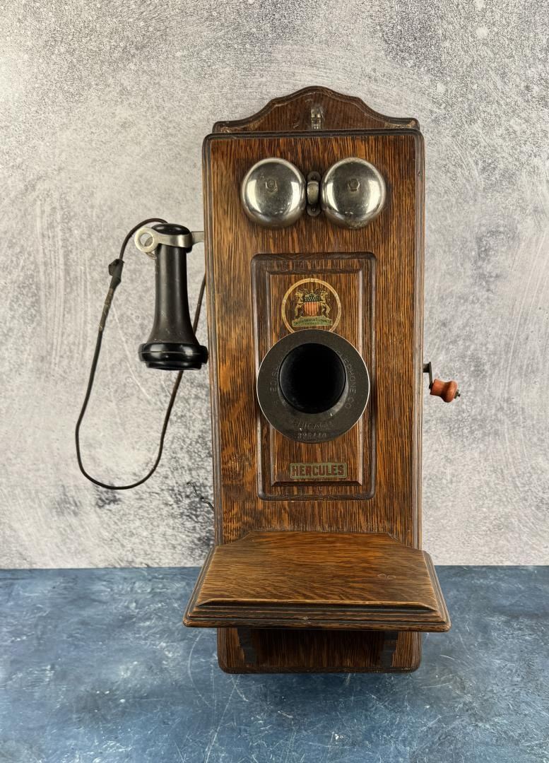 Antique Oak Swedish American Telephone