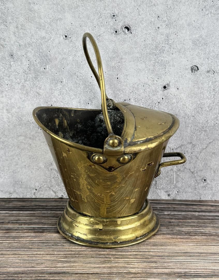 Antique Miniature Brass Coal Skip Hod Bucket