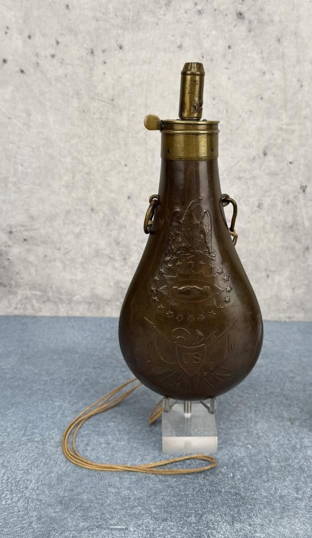 Civil War 1858 Batty Peace Brass Powder Flask